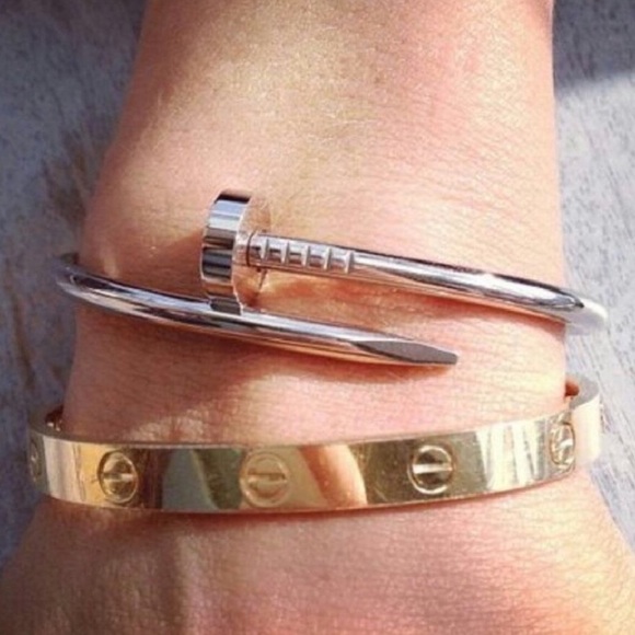 1 Oak | Jewelry | Bracelet Set Screw Design Cute Dainty Gold Bangle ...